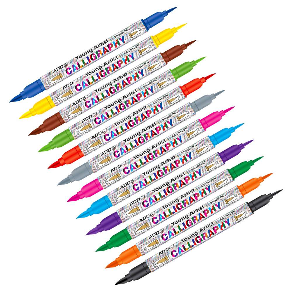 Calligraphy Colouring Pen – Twin Tip Brush 12 Pen Set – Addgel