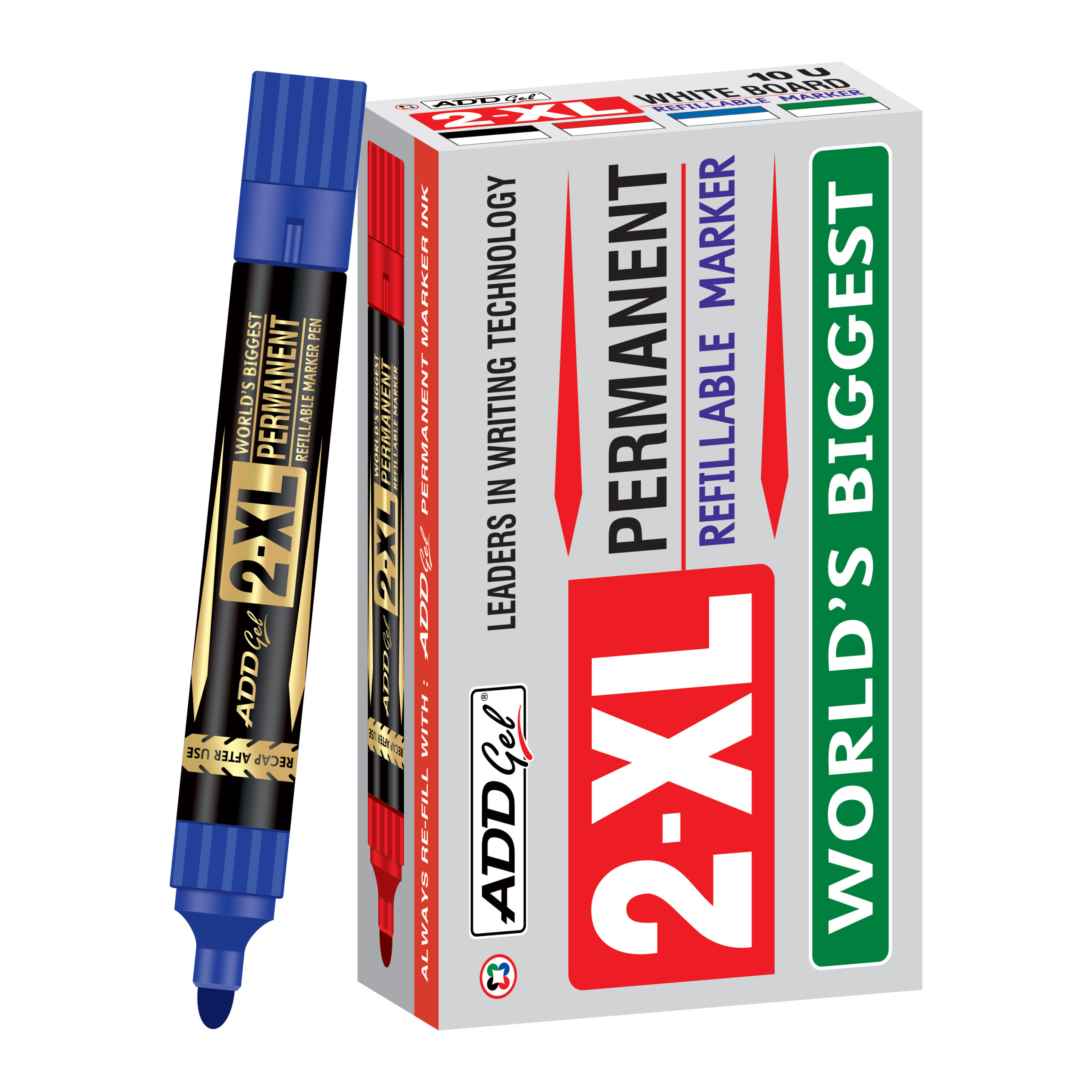 2XL Permanent Refillable Marker Pens Pack of 12 Markers – Addgel