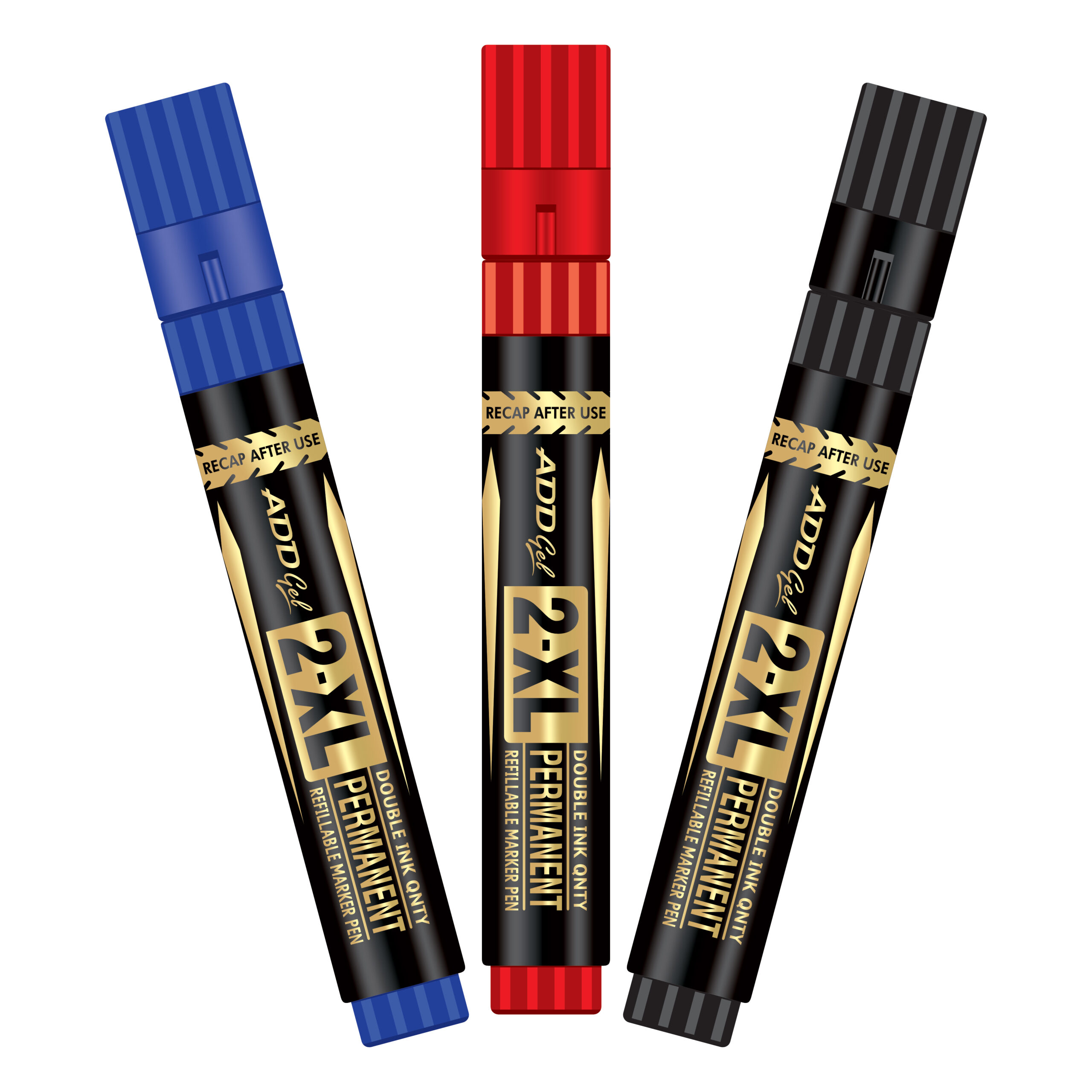 2XL Permanent Refillable Marker Pens Pack of 12 Markers – Addgel